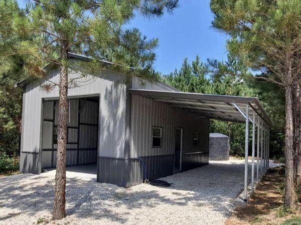 18' x 30' x 12' Luxury Garage Workshop with Lean To - Amsteel Midwest